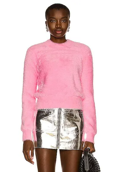 Alexander Wang Cropped Crewneck Sweater In Pink In Prism Pink - 44